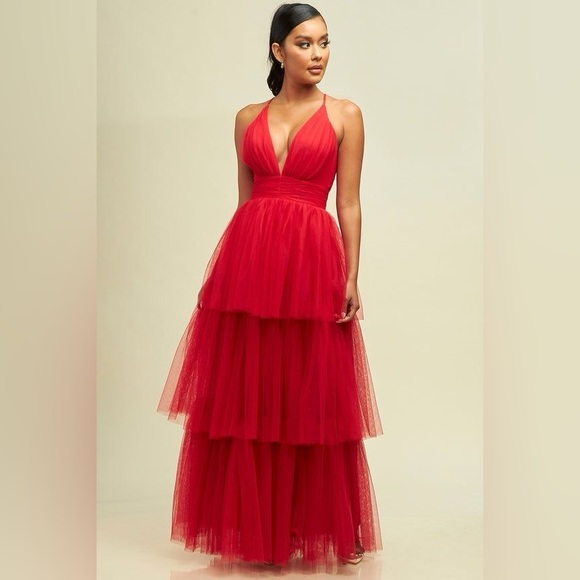 Nina Moreno | Dresses | Nina Moreno Tiered Maxi Dress Red | Poshmark
